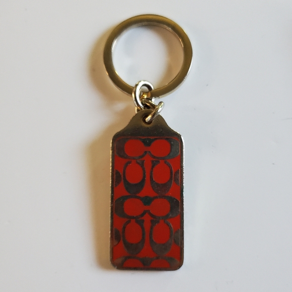 Coach | Accessories | Coach Goldtone Vermilion Enamel Signature Key Fob ...